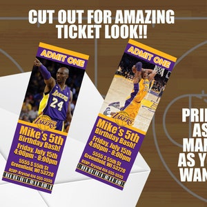 NBA Los Angeles Lakers Ticket Birthday Invitations High Quality 300 DPI ...