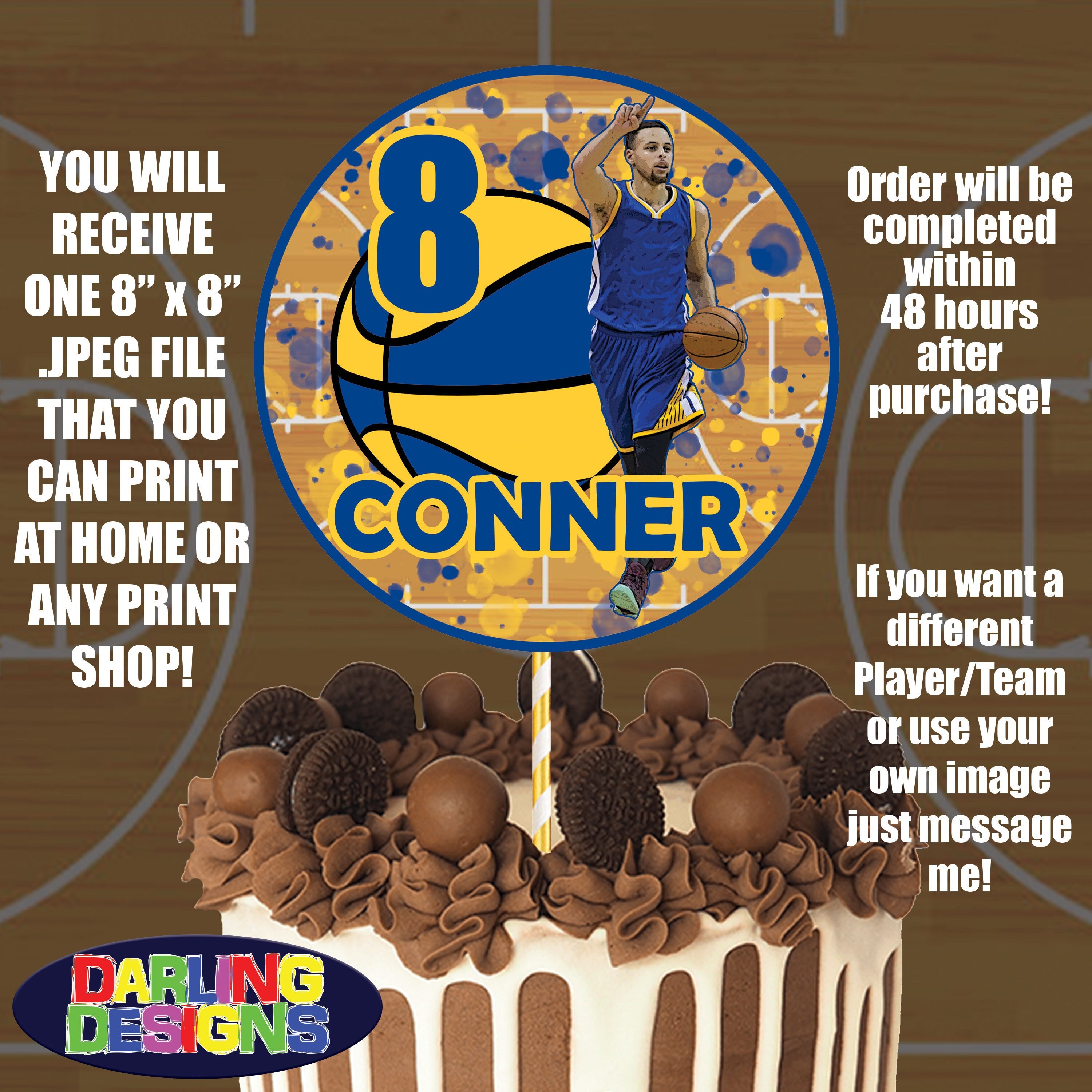 Basketball Birthday Cake Topper High Quality 300 DPI You Print - Etsy