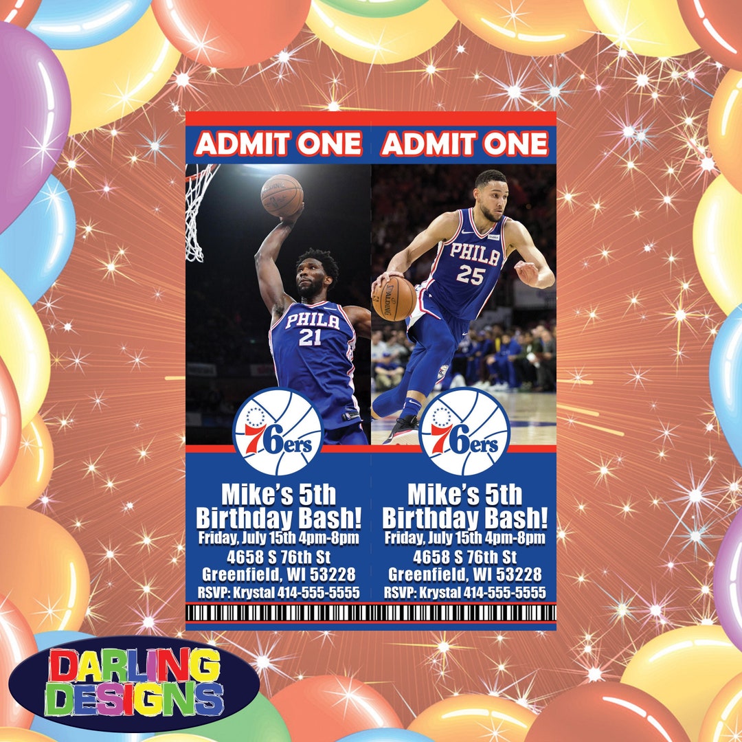 NBA Philadelphia 76ers Ticket Birthday Invitations High - Etsy