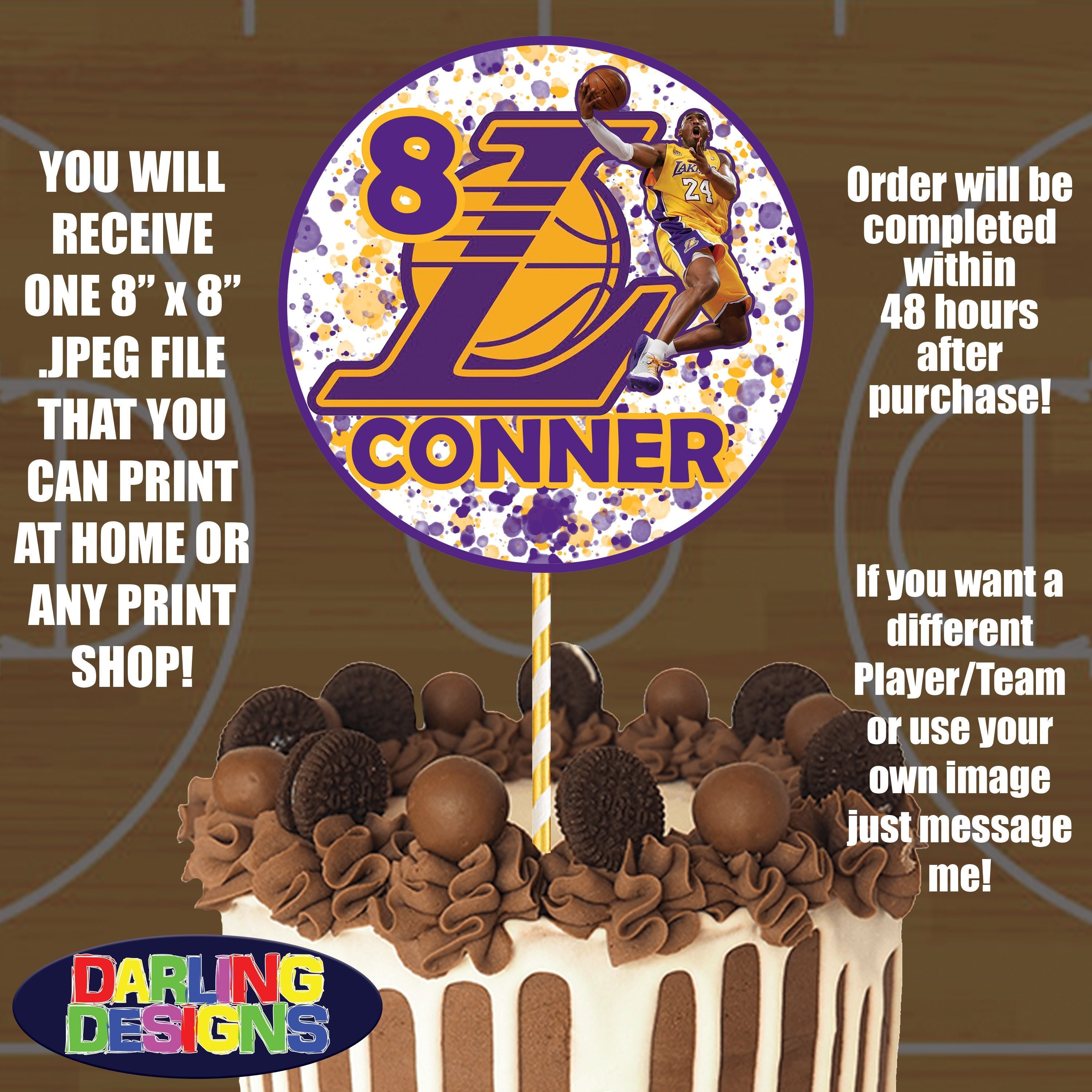 NBA Los Angeles Lakers Birthday Cake Topper High Quality 300 DPI You ...