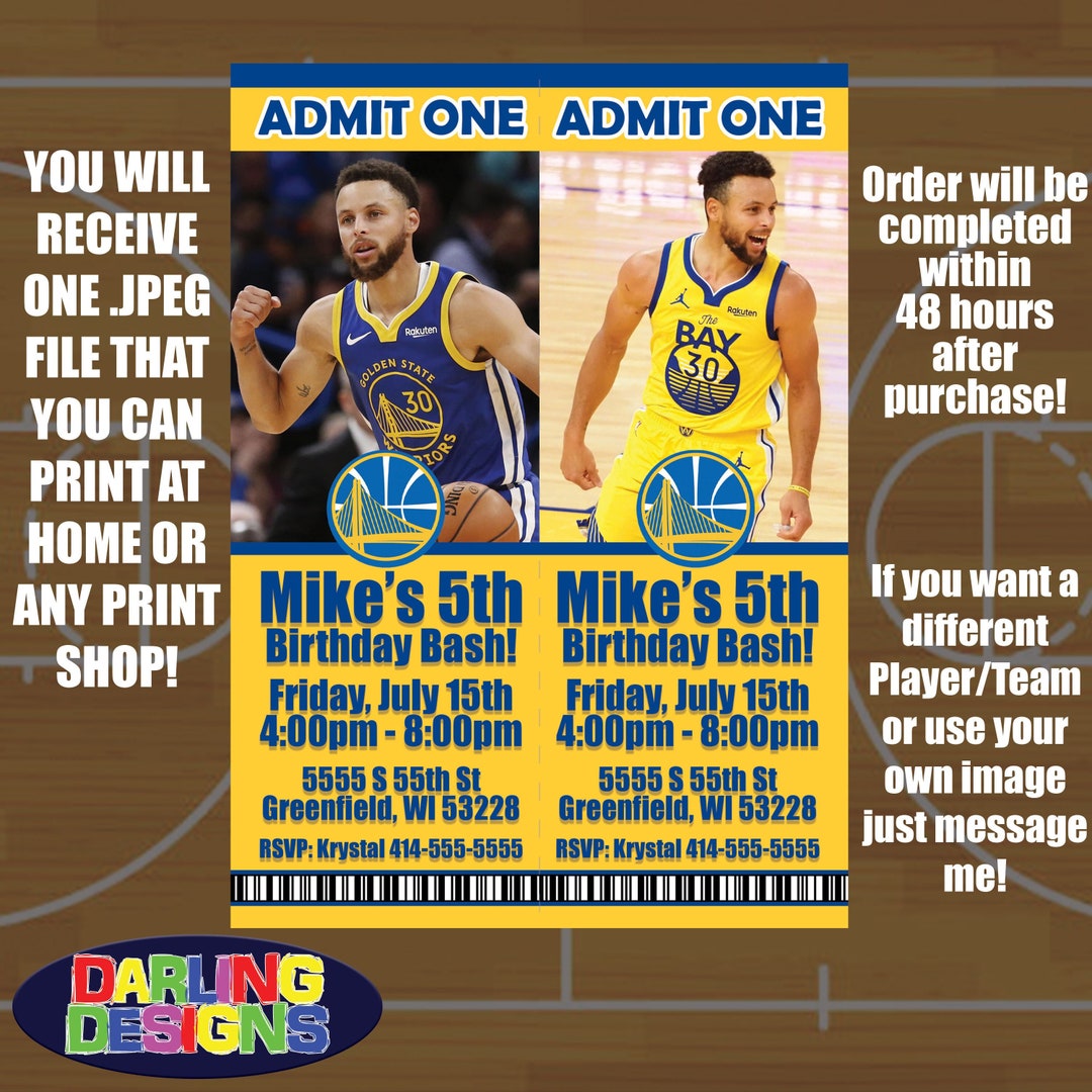 NBA Golden State Warriors Birthday Invitations High Quality 300 DPI You ...