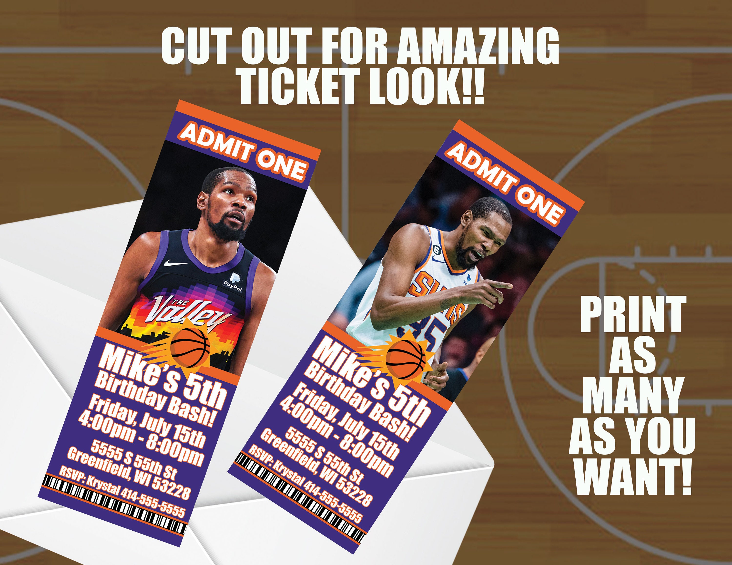 NBA Phoenix Suns Birthday Invitations High Quality 300 DPI You - Etsy