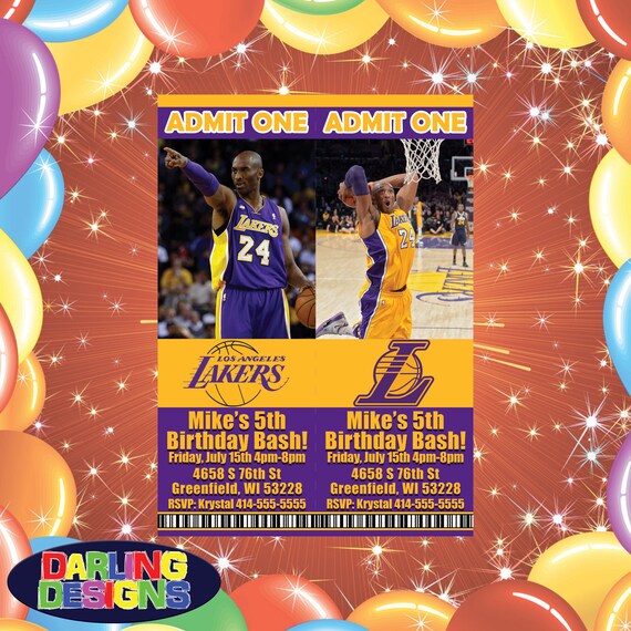NBA Los Angeles Lakers Ticket Birthday Invitations High - Etsy