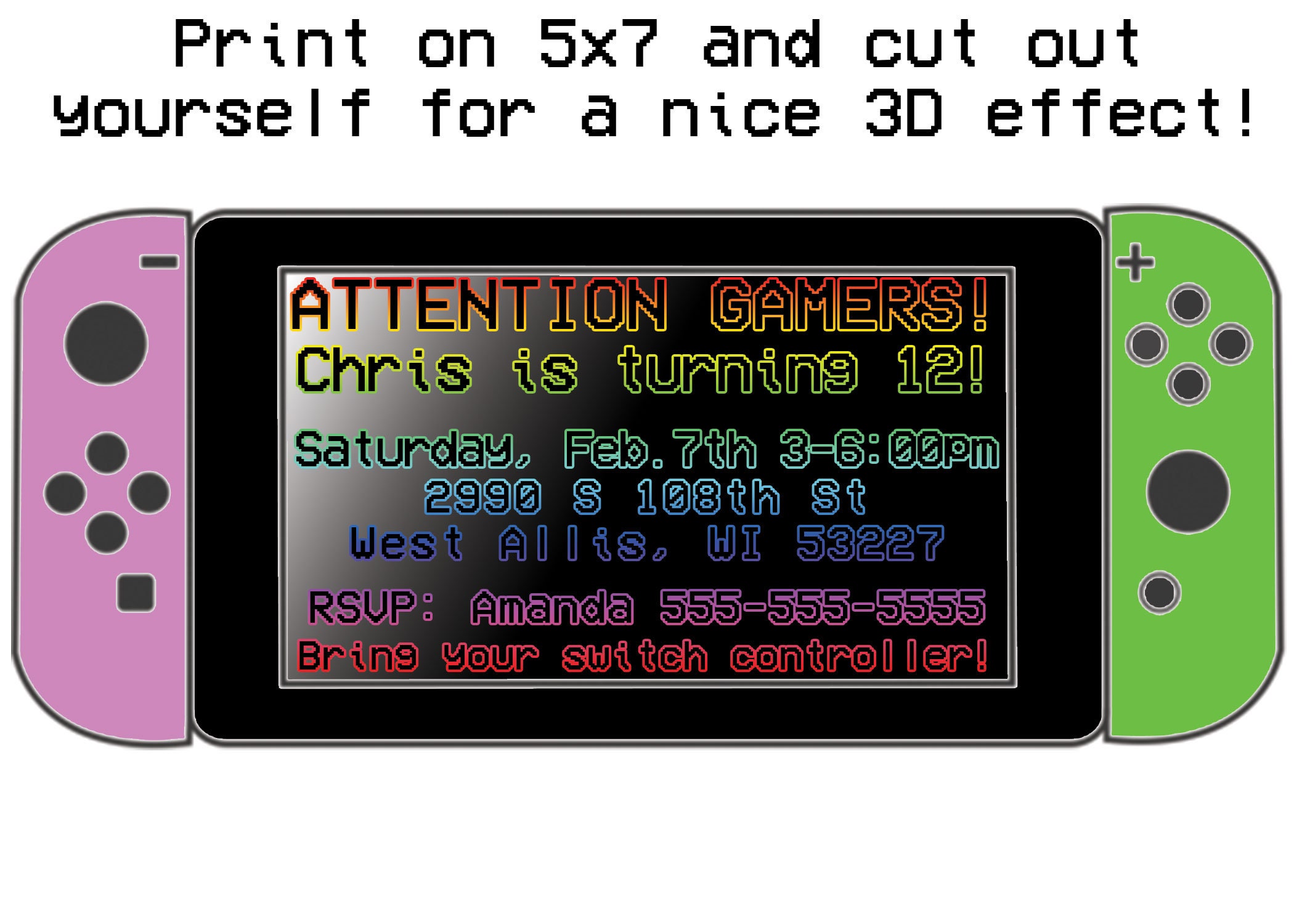 Nintendo Switch Birthday Invitations High Quality 300 DPI You - Etsy