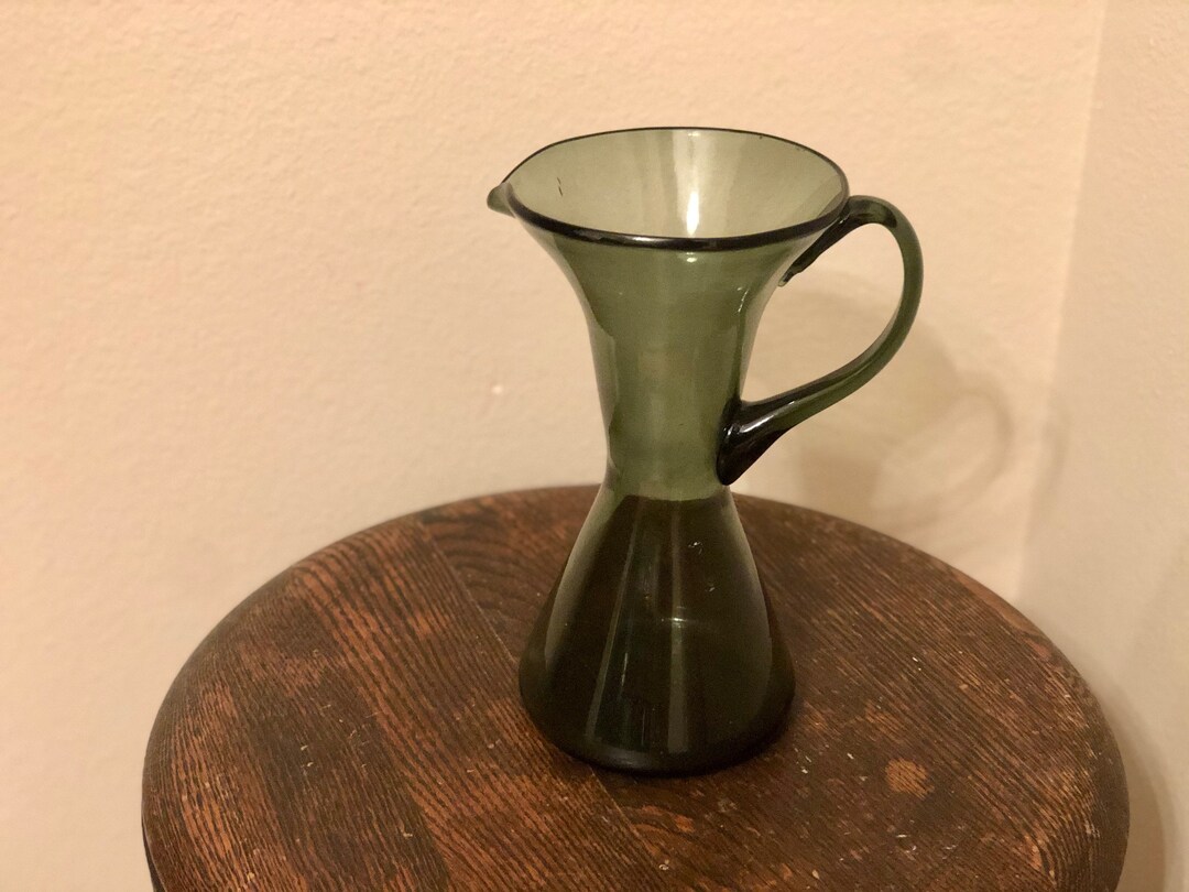 Mid Century Smoke Glass Cocktail Pitcher / Vintage Glass Martini ...