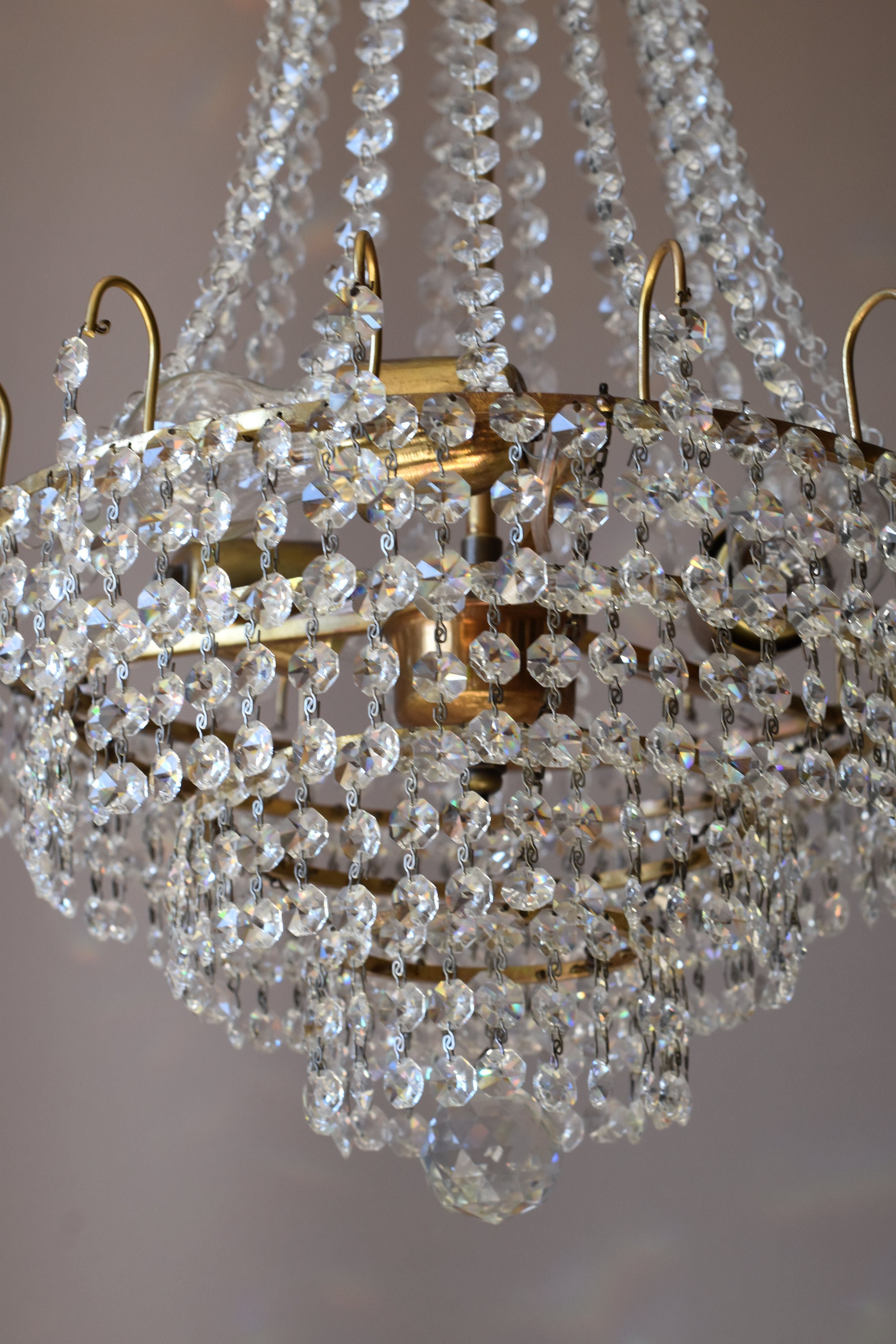 Antique / Vintage Crystal Chandelier In Empire Style Ceiling | Etsy