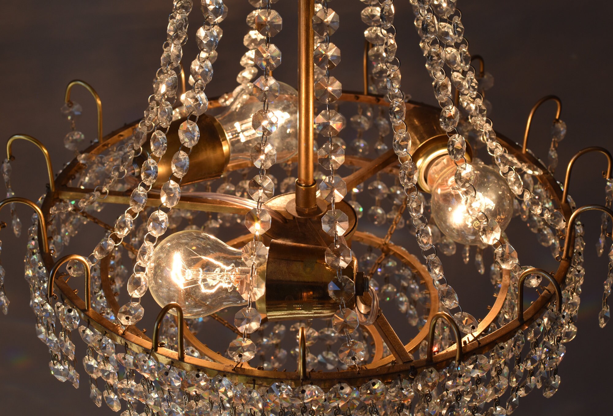 Antique / Vintage Crystal Chandelier in Empire Style, Ceiling Pendant ...
