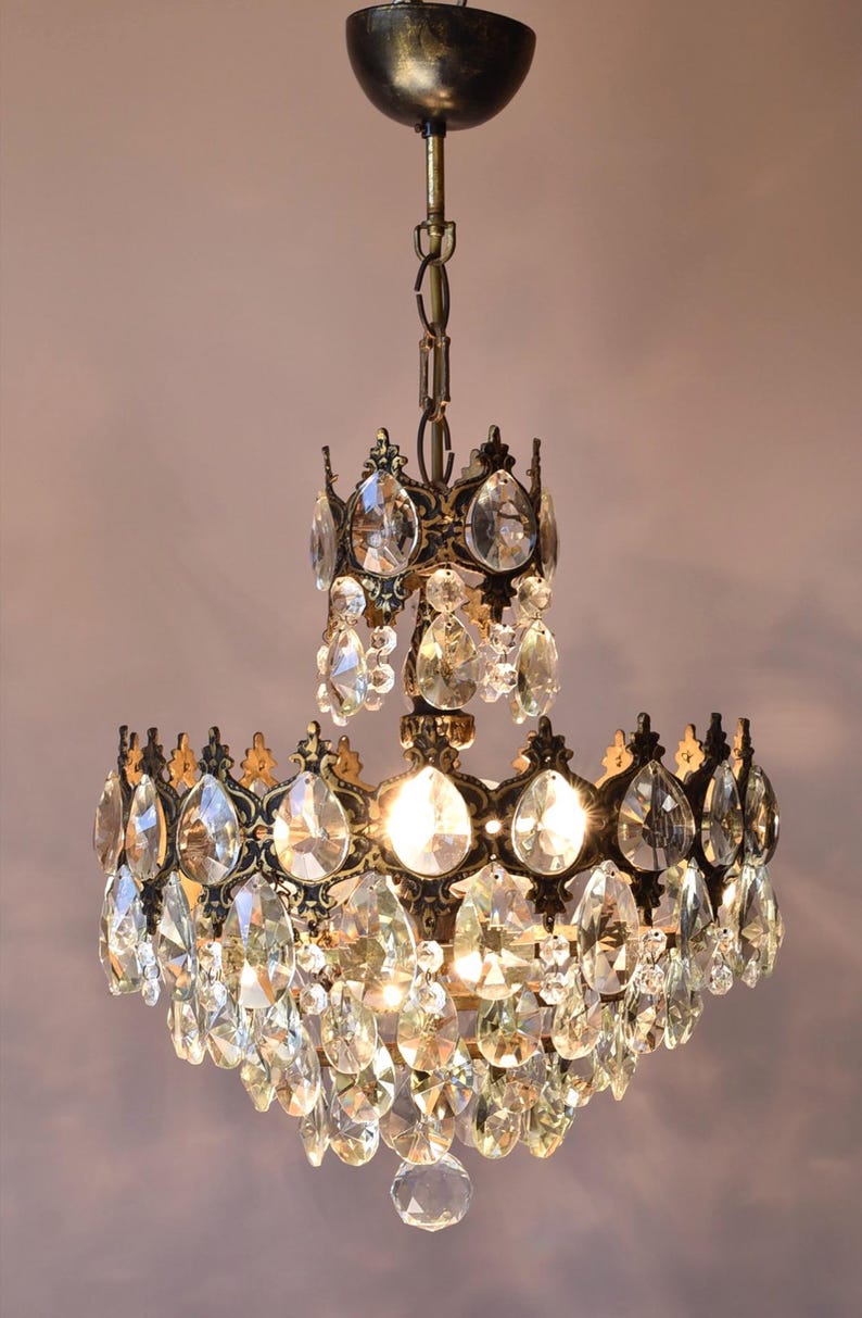 1960s Vintage Crystal Chandelier, Home Pendant Antique French Style ...