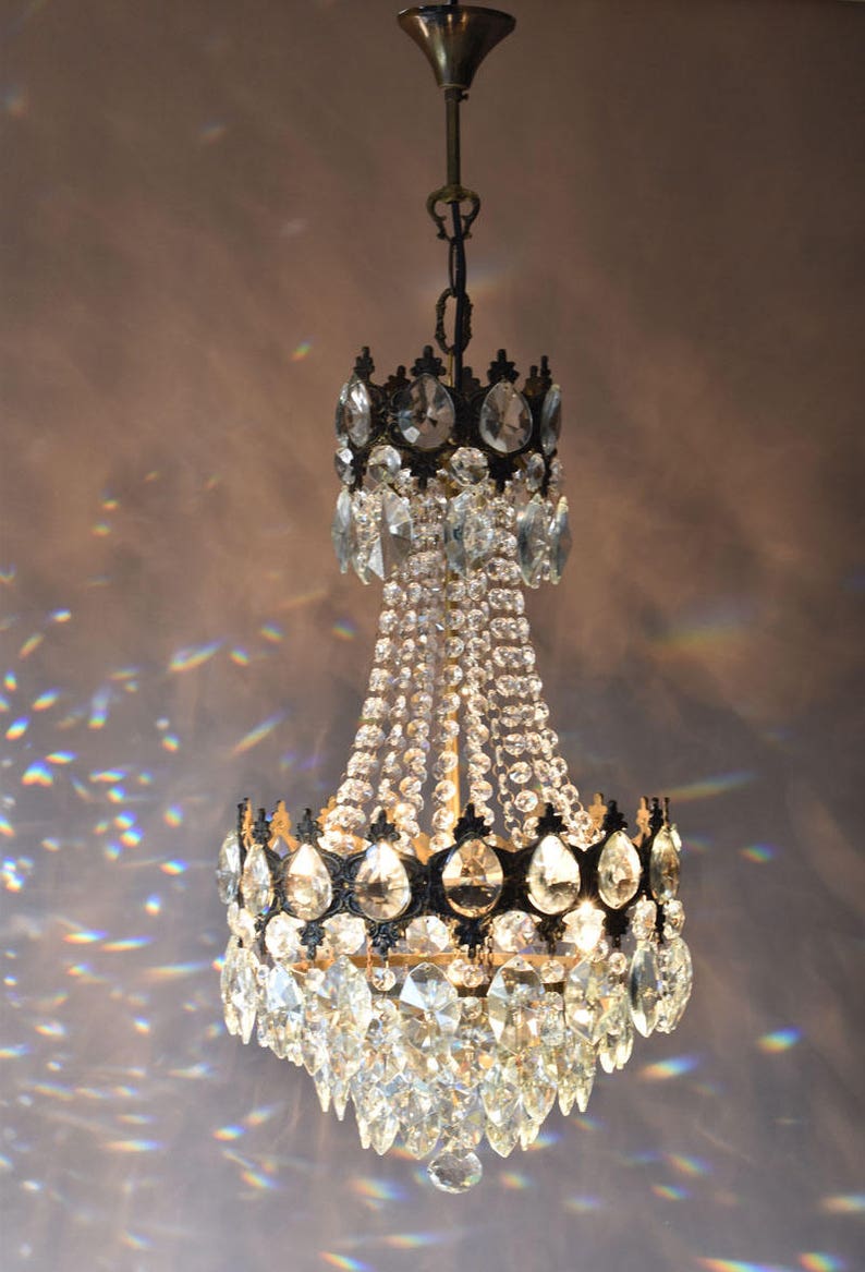 Chic Shabby Ceiling Lighting Vintage Crystal Chandelier | Etsy