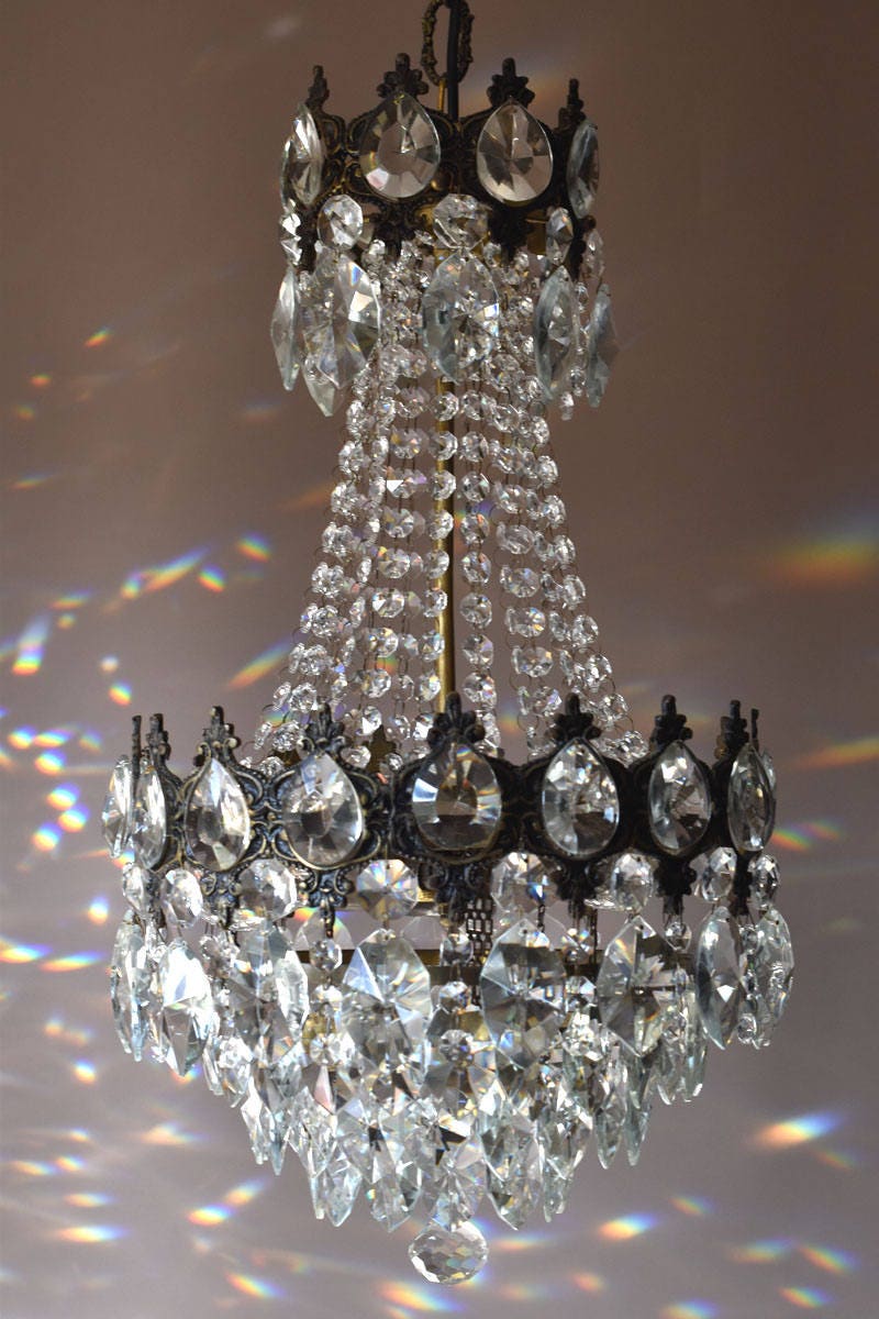 Chic Shabby Ceiling Lighting Vintage Crystal Chandelier | Etsy