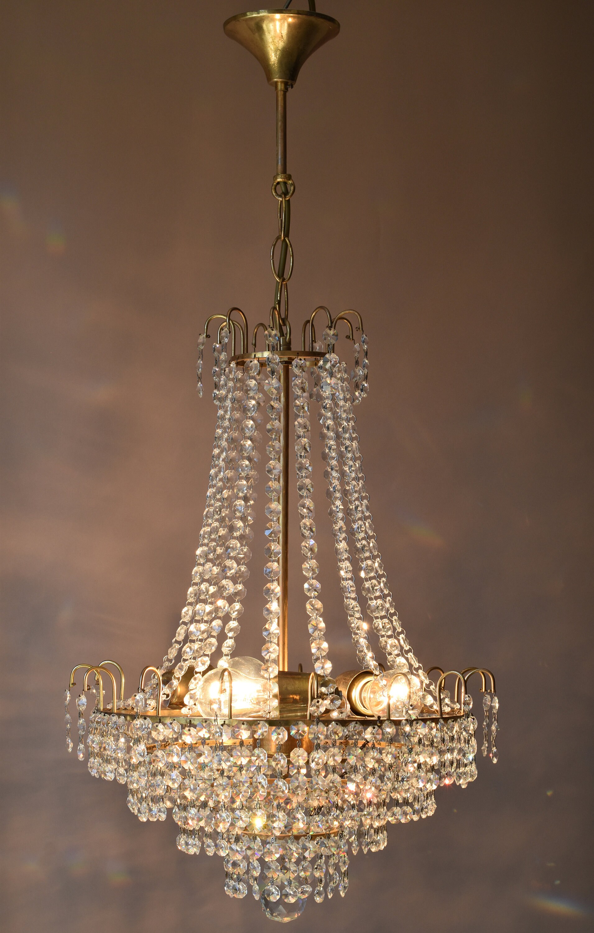 Antique / Vintage Crystal Chandelier in Empire Style, Ceiling Pendant ...