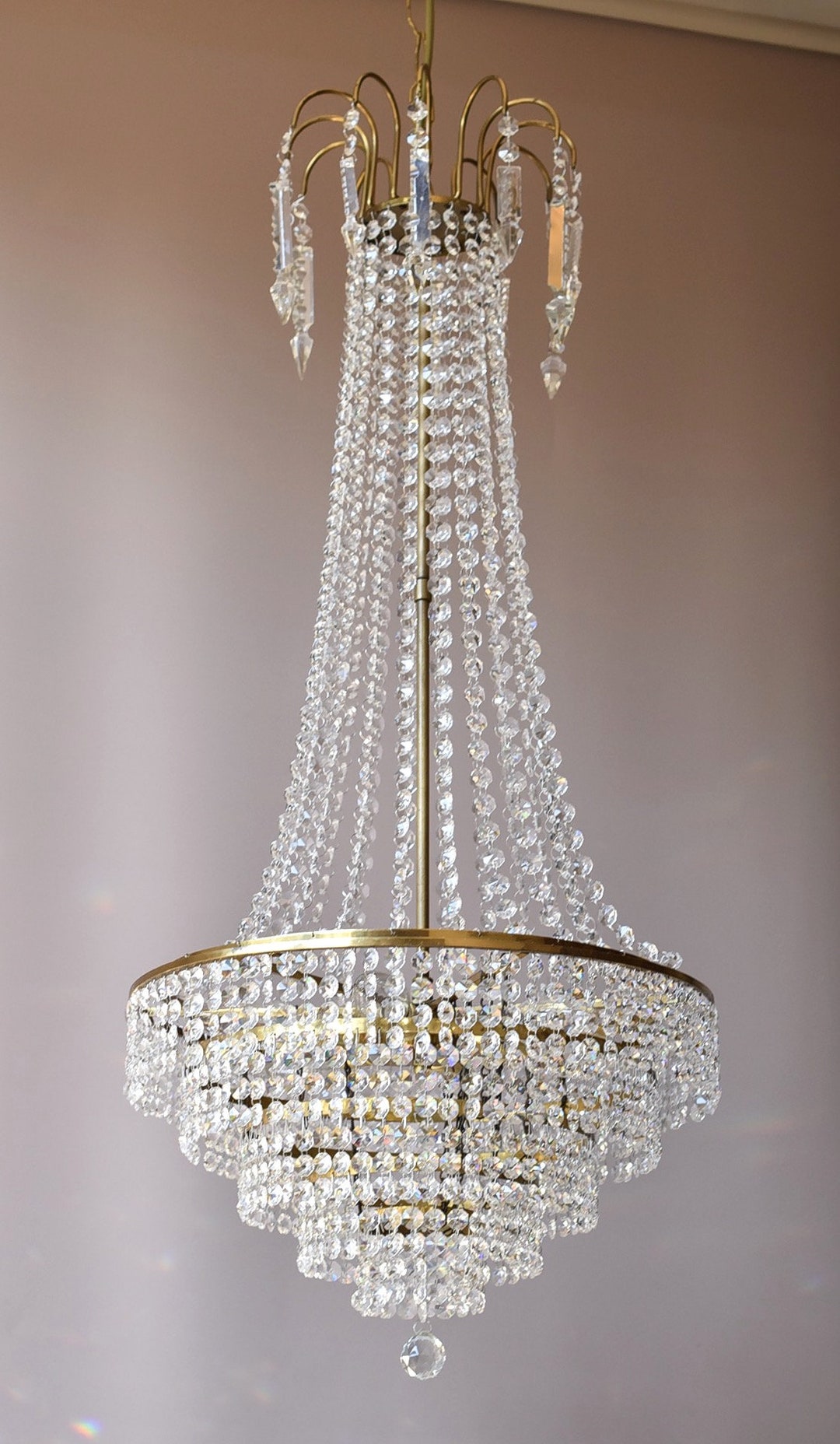 Opulent Empire Crystal Chandelier Antique French Style Light Vintage ...