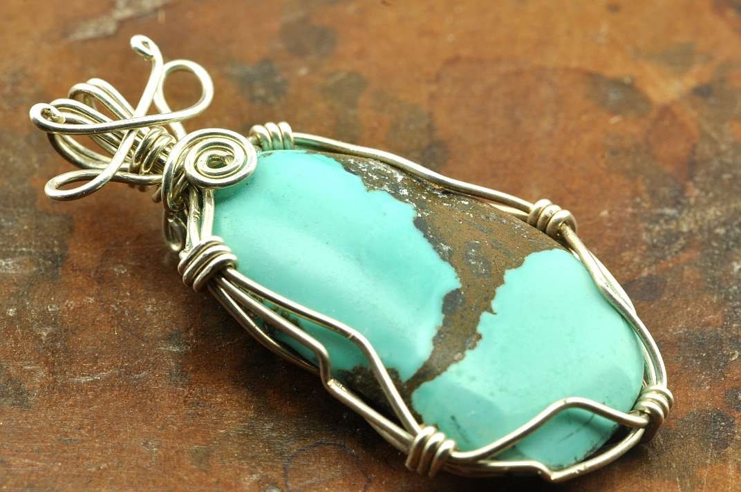 Stabilized Turquoise in Wire Wrapping Pendant - Etsy