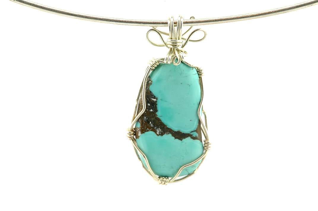 Stabilized Turquoise in Wire Wrapping Pendant - Etsy