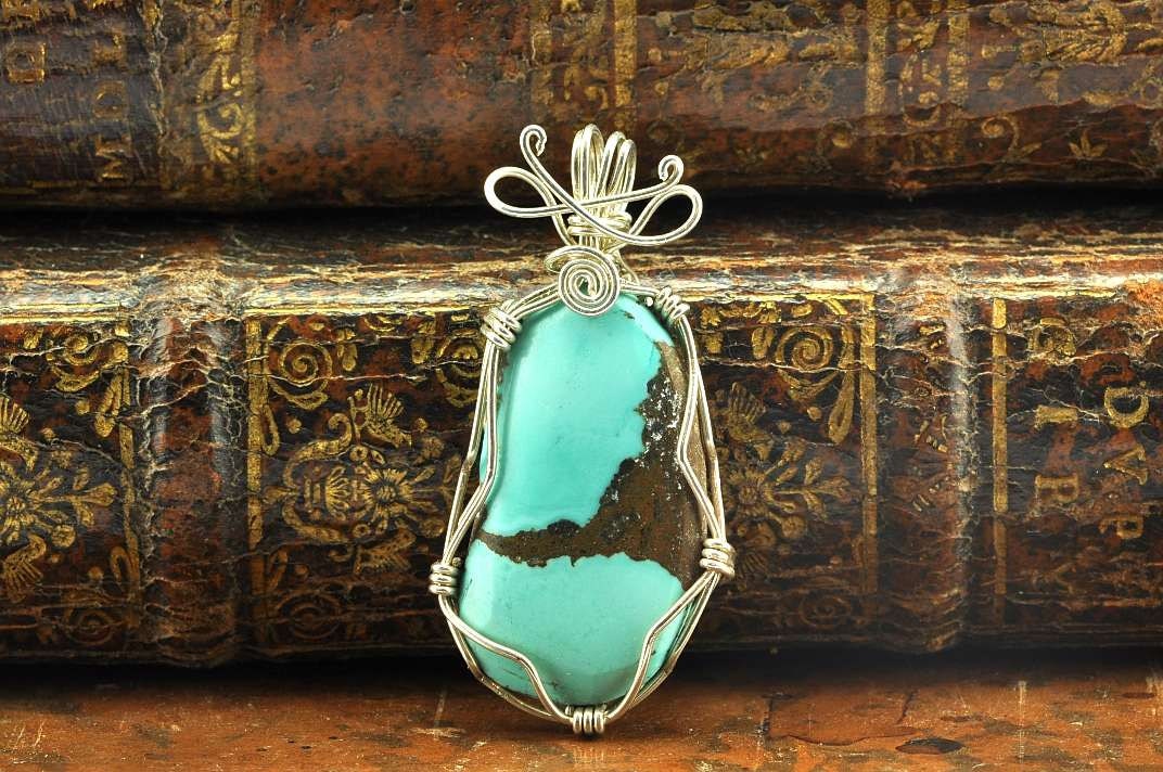 Stabilized Turquoise in Wire Wrapping Pendant - Etsy