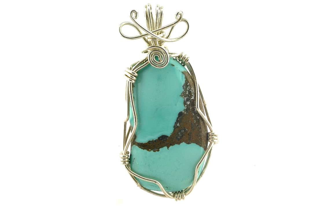 Stabilized Turquoise in Wire Wrapping Pendant - Etsy