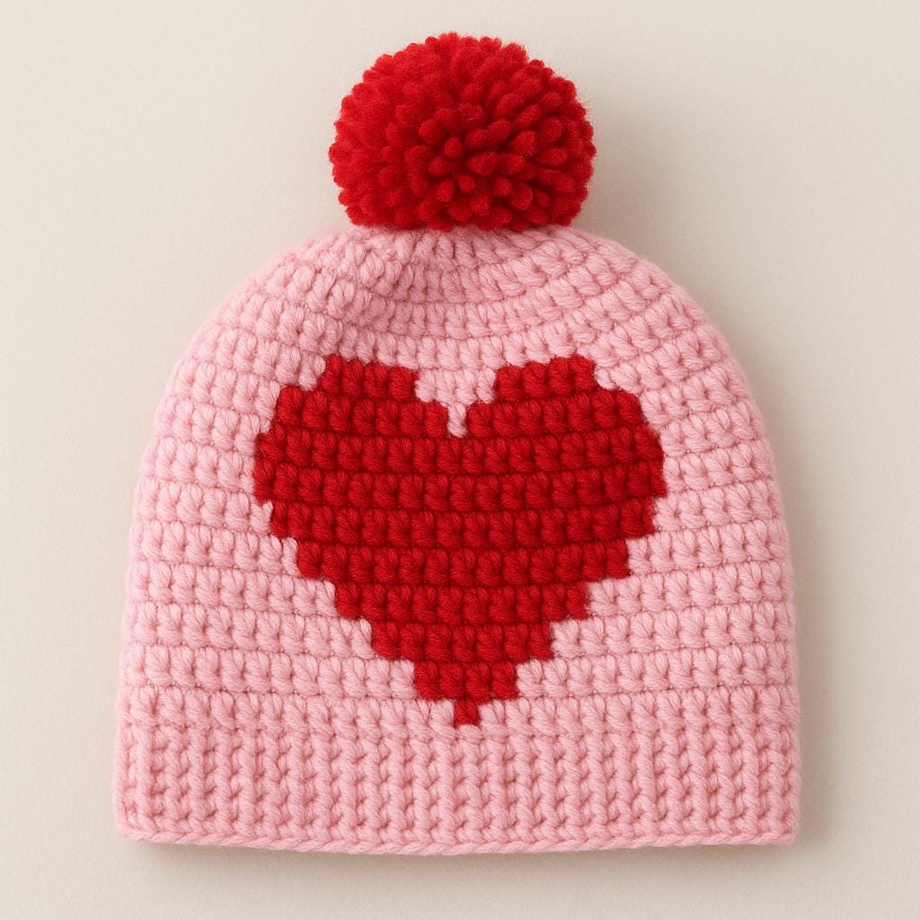 Crochet Valentine Beanie Pattern | Heart Graph Hat | Easy Tapestry ...