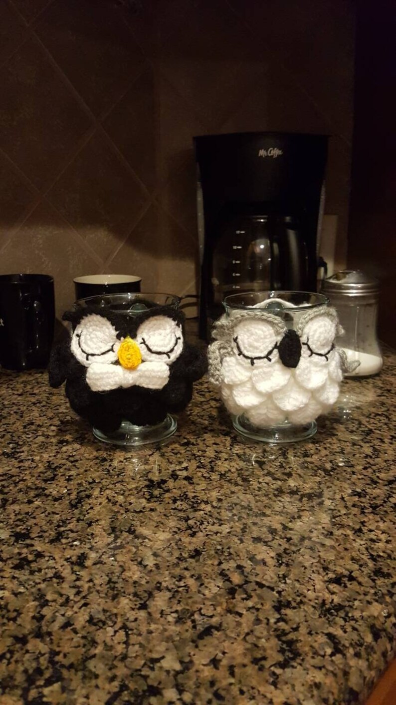 Crochet Wedding Owls, Bride and Groom Owl Mug Covers, Wedding Gift ...