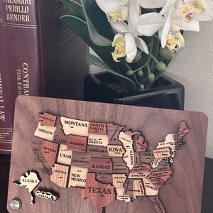 Wooden USA 3D Mini Desk Map Shelf Decor Travel Gift Him/her - Etsy