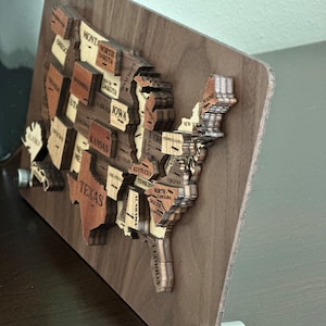 Wooden USA 3D Mini Desk Map Shelf Decor Travel Gift Him/her - Etsy