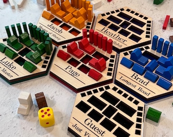 Set of 4 and 6 Hexagon Game Piece Holders for Popular Game Board Maple ...