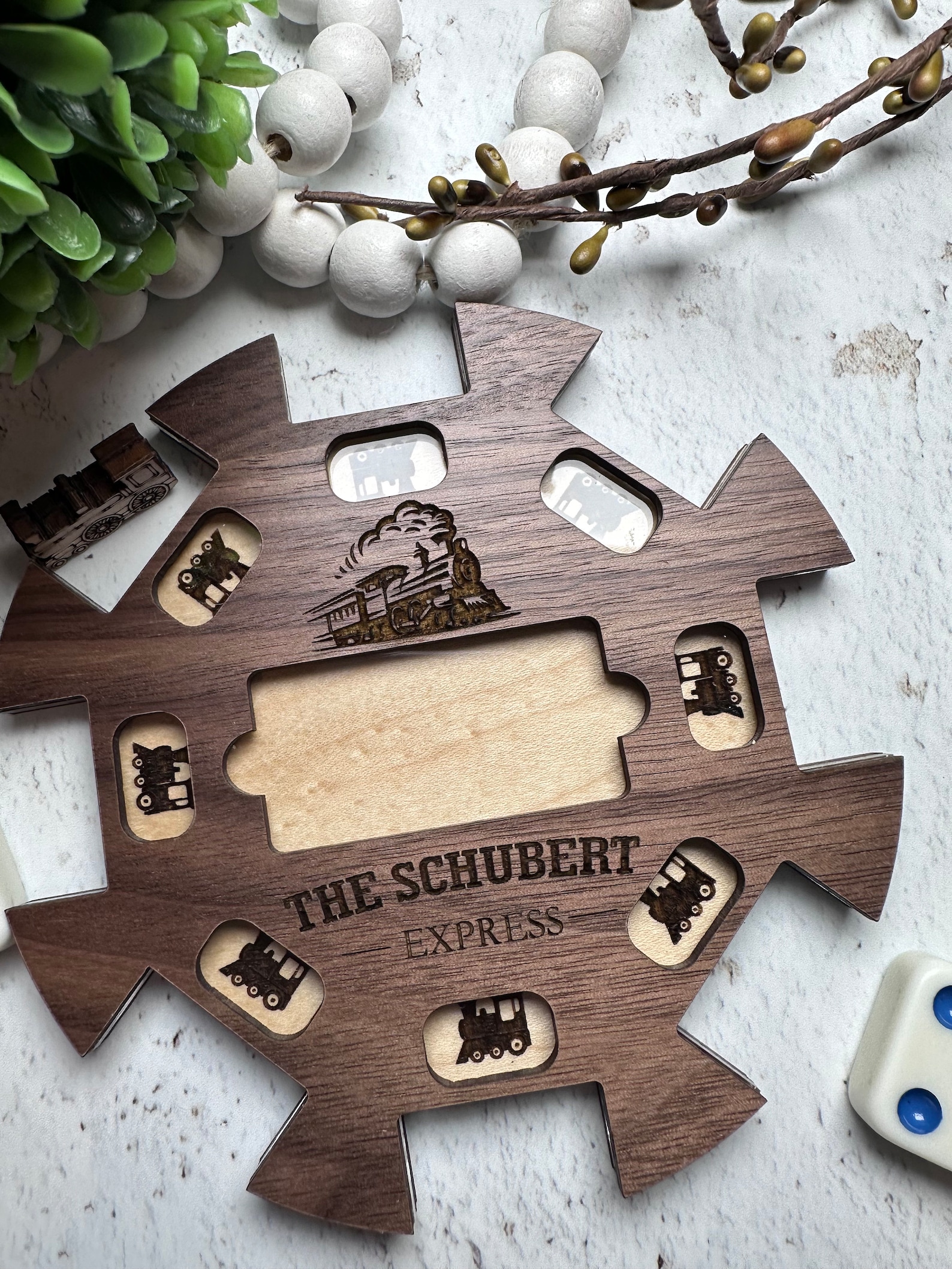 Mexican Train Personalized Hub Premium Wood Acrylic 3D Wooden Train ...