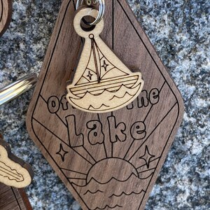 Camping, Boating Family Vacation Keychain Campside Summer Fun Walnut ...