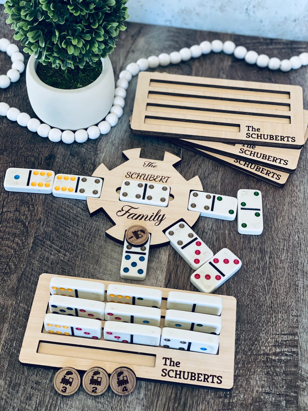 Mexican Train Personalized Hub and Holder Set Dominoes Custom - Etsy