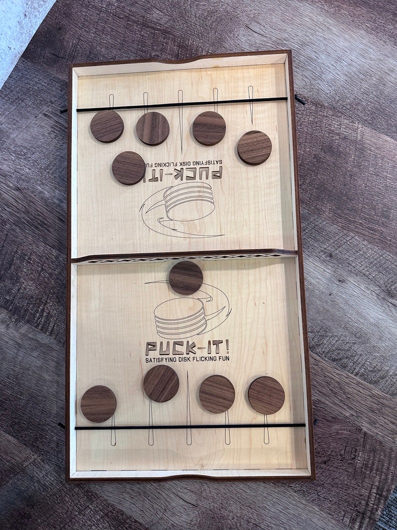 Hockey Sling Puck Board Game: Maple Wood Tabletop Game - Etsy