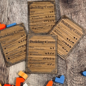 Building Costs Game Card Walnut Wooden Laser Engraved for a Popular ...