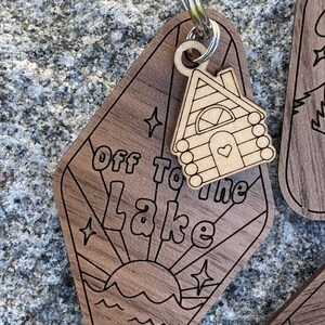 Camping, Boating Family Vacation Keychain Campside Summer Fun Walnut ...