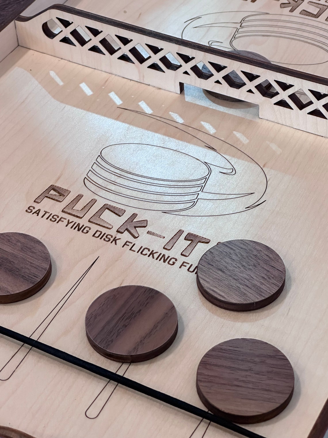 Hockey Sling Puck Board Game: Maple Wood Tabletop Game - Etsy