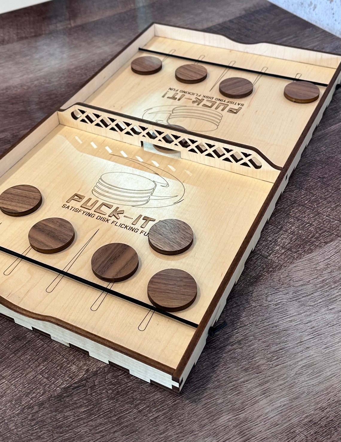 Hockey Sling Puck Board Game: Maple Wood Tabletop Game - Etsy