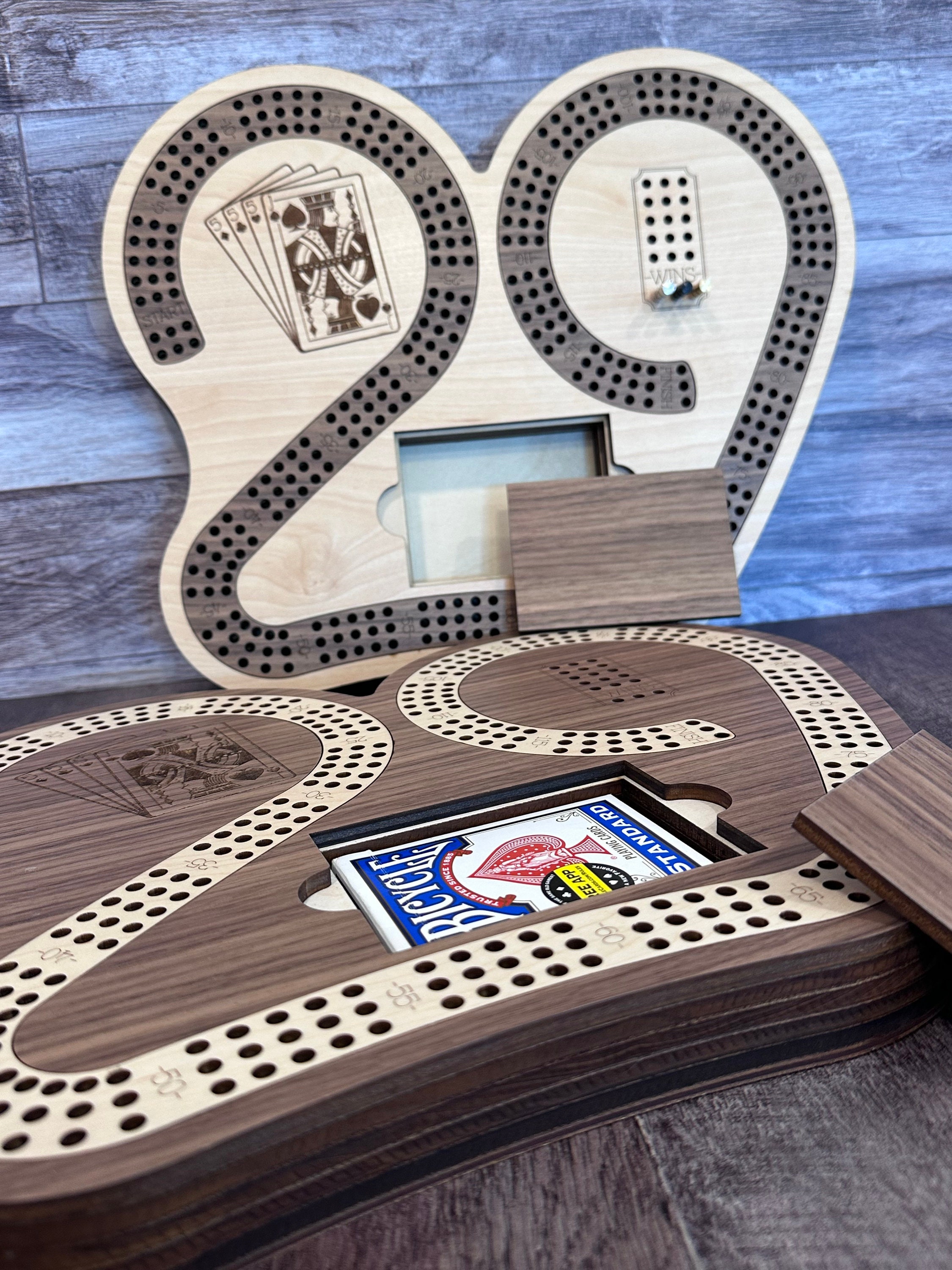 29 Hand Cribbage Board: Cedar, Maple, Walnut With Card Storage - Etsy