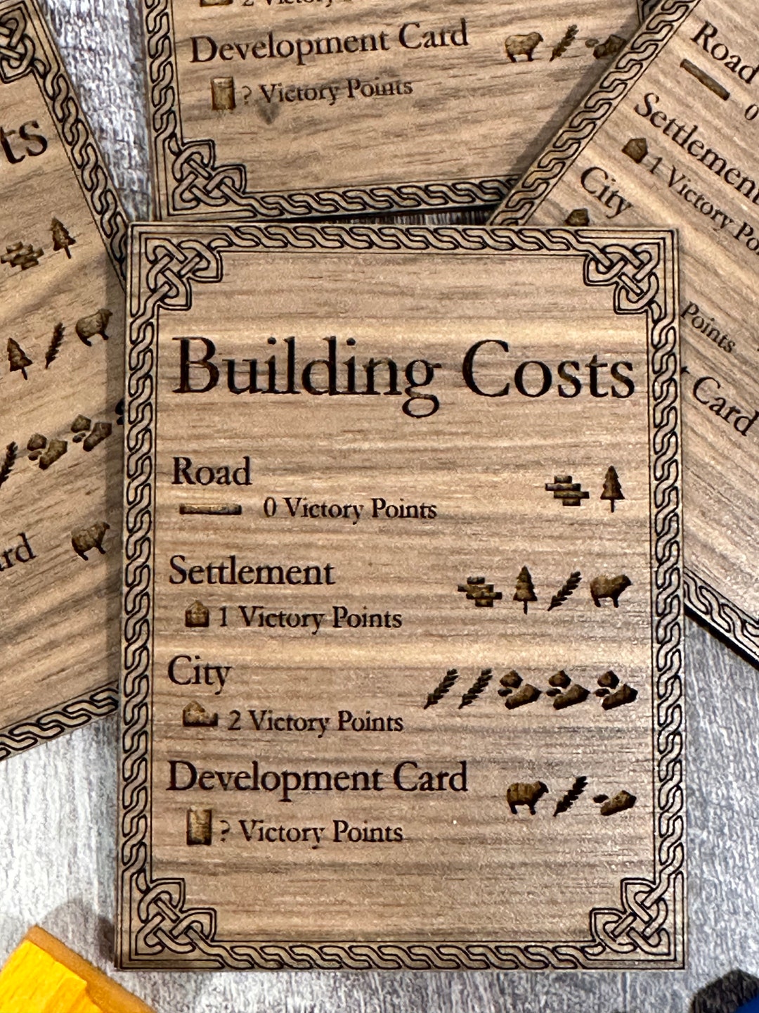Building Costs Game Card Walnut Wooden Laser Engraved for a Popular ...