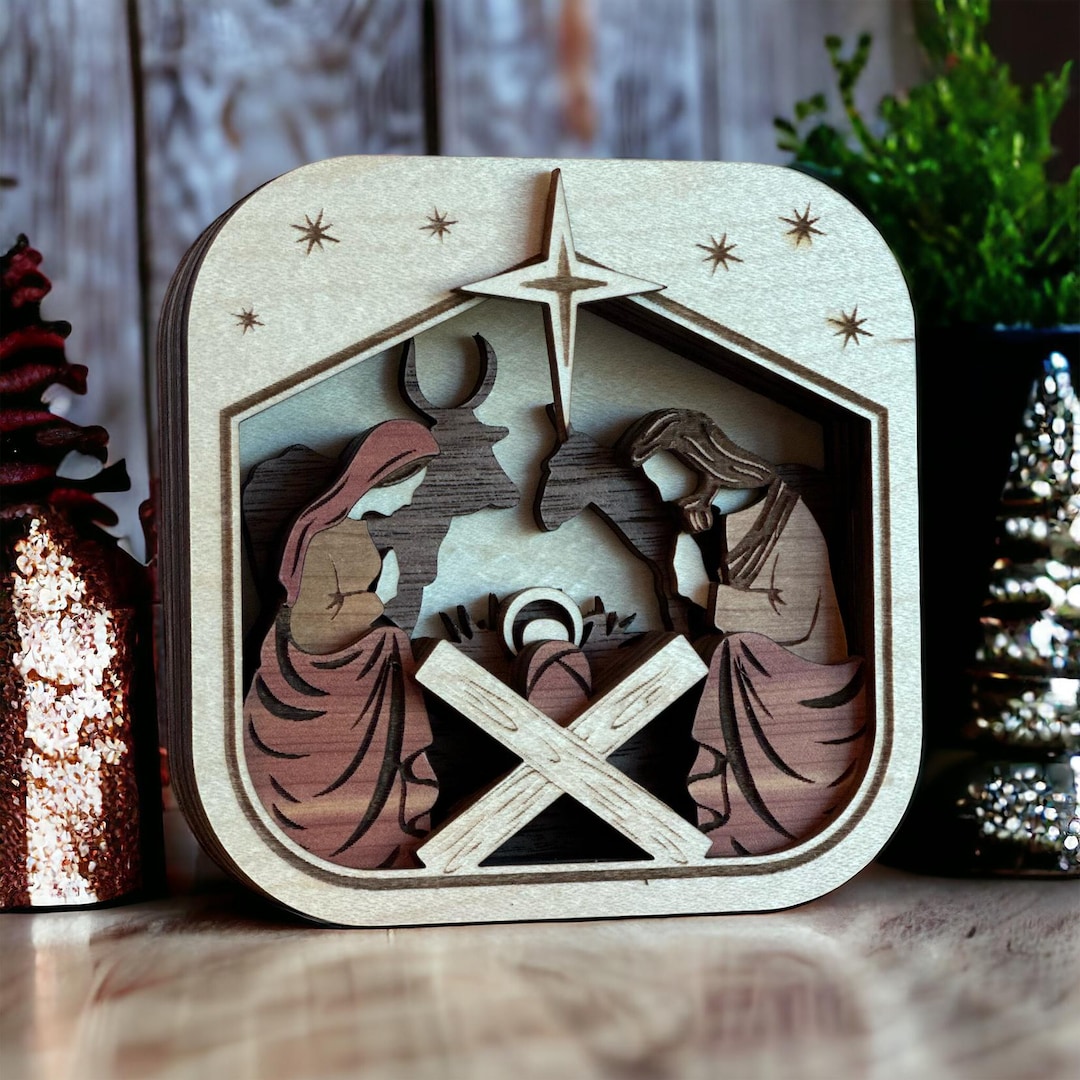 Nativity Christmas Shelf Sitter Mini Manger Scene Christ Jesus' Birth ...