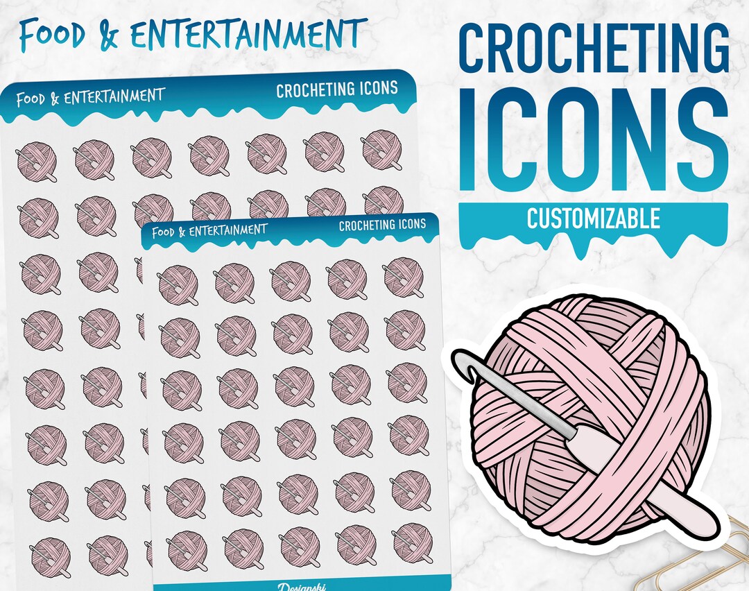 Food & Entertainment | Crocheting Icons | Planner Stickers - Etsy