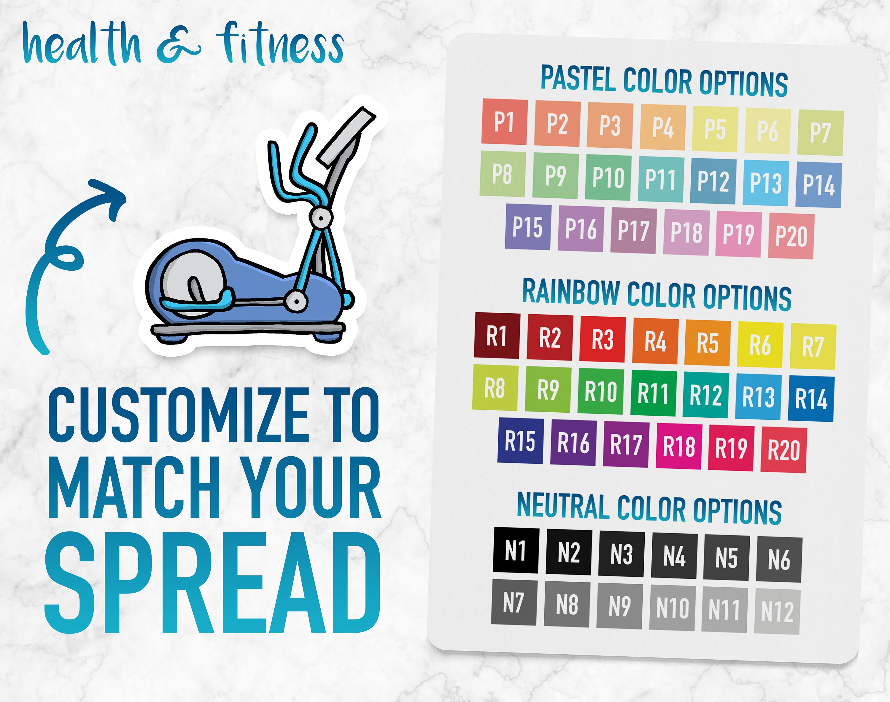Health & Fitness Elliptical Icons Planner Stickers - Etsy