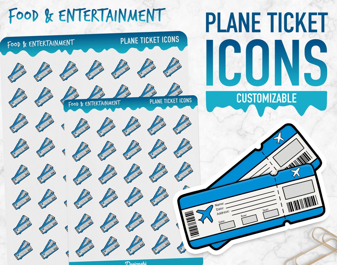 Food & Entertainment | Plane Ticket Icons | Planner Stickers - Etsy