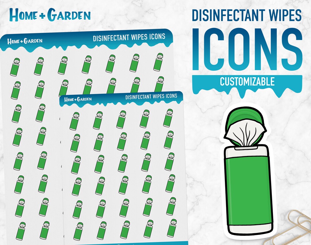 Home & Garden Disinfectant Wipes Icons Planner Stickers - Etsy