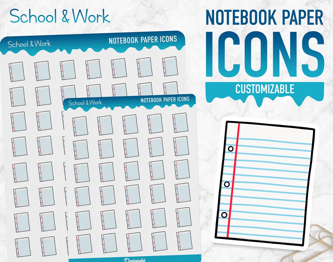 Buy School & Work Notebook Paper Icons Planner Stickers Online in India ...