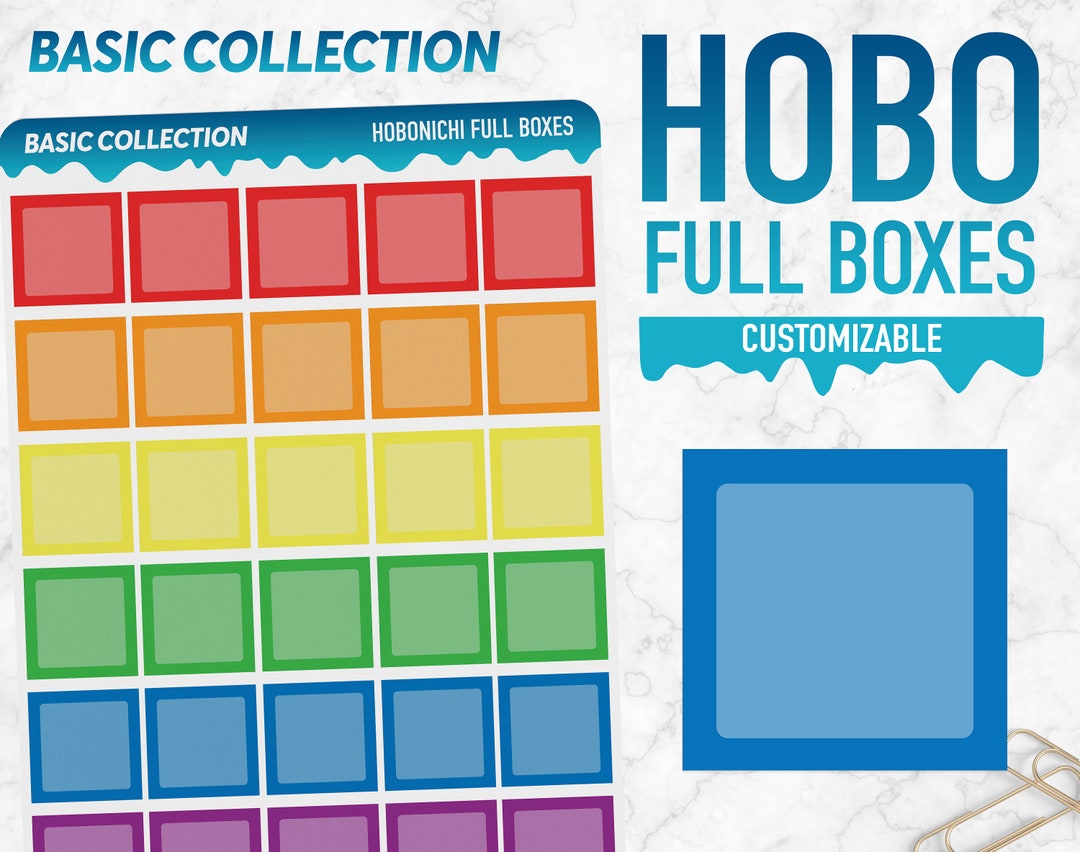 Basic Collection | HOBO Full Boxes | Planner Stickers - Etsy