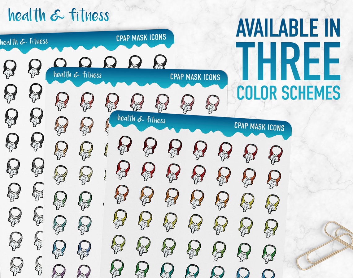 Health & Fitness Cpap Mask Icons Planner Stickers - Etsy