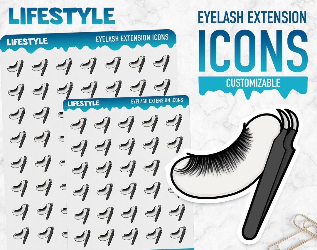 Lifestyle Eyelash Extension Icons Planner Stickers - Etsy