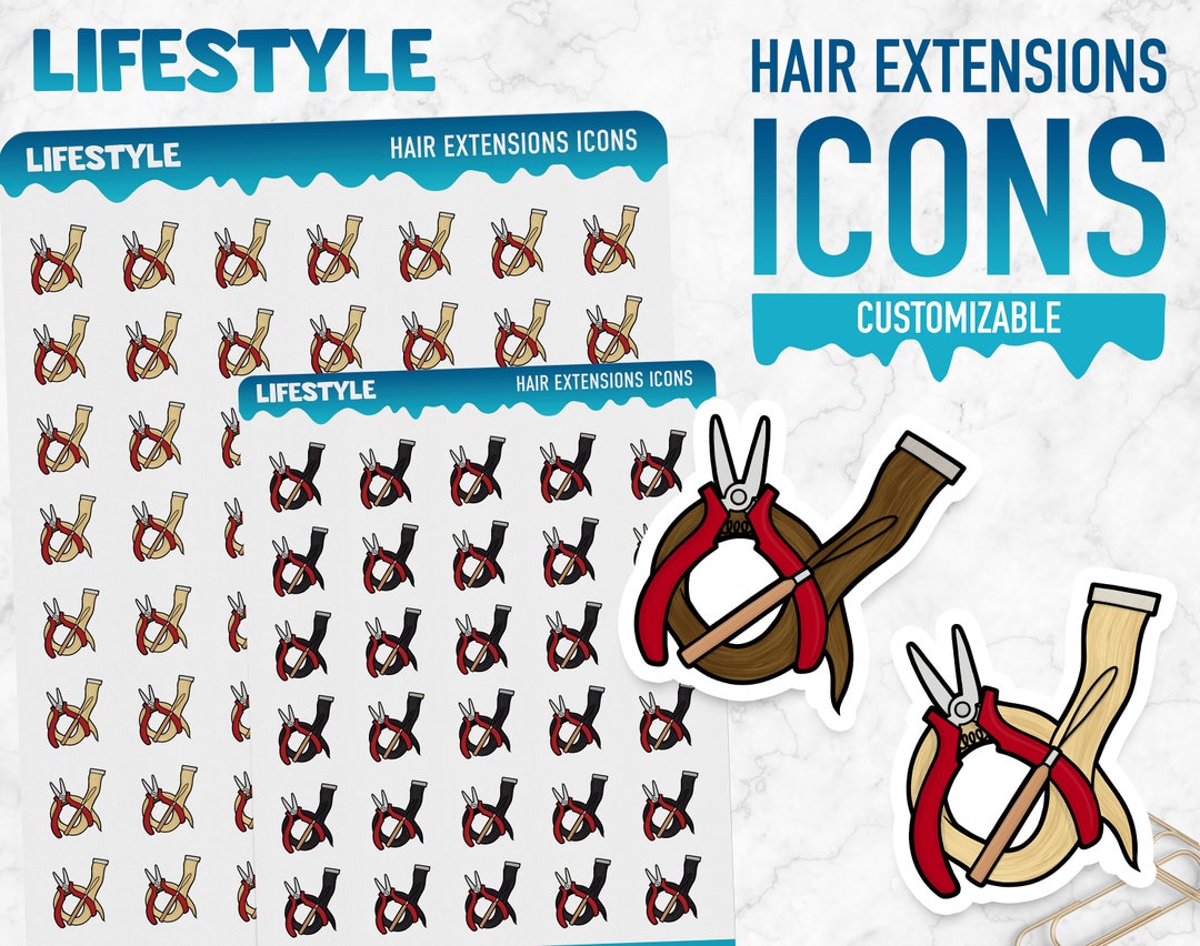 Lifestyle Hair Extensions Icons Planner Stickers - Etsy