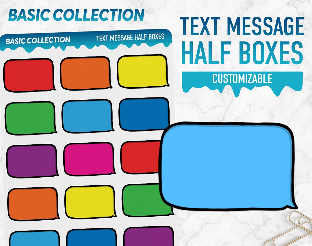 Basic Collection Text Message Half Boxes Planner Stickers - Etsy