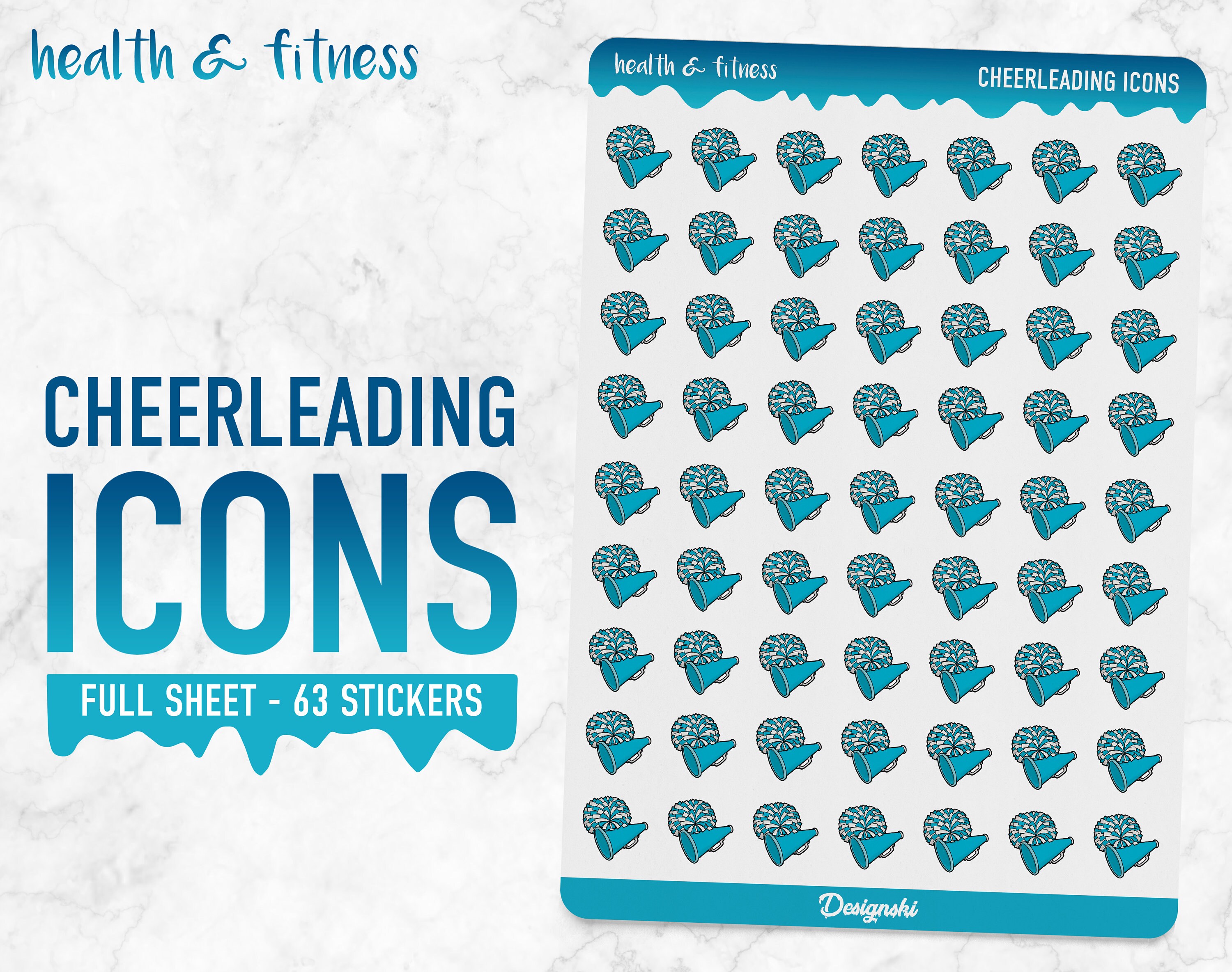 Health & Fitness Cheerleading Icons Planner Stickers - Etsy