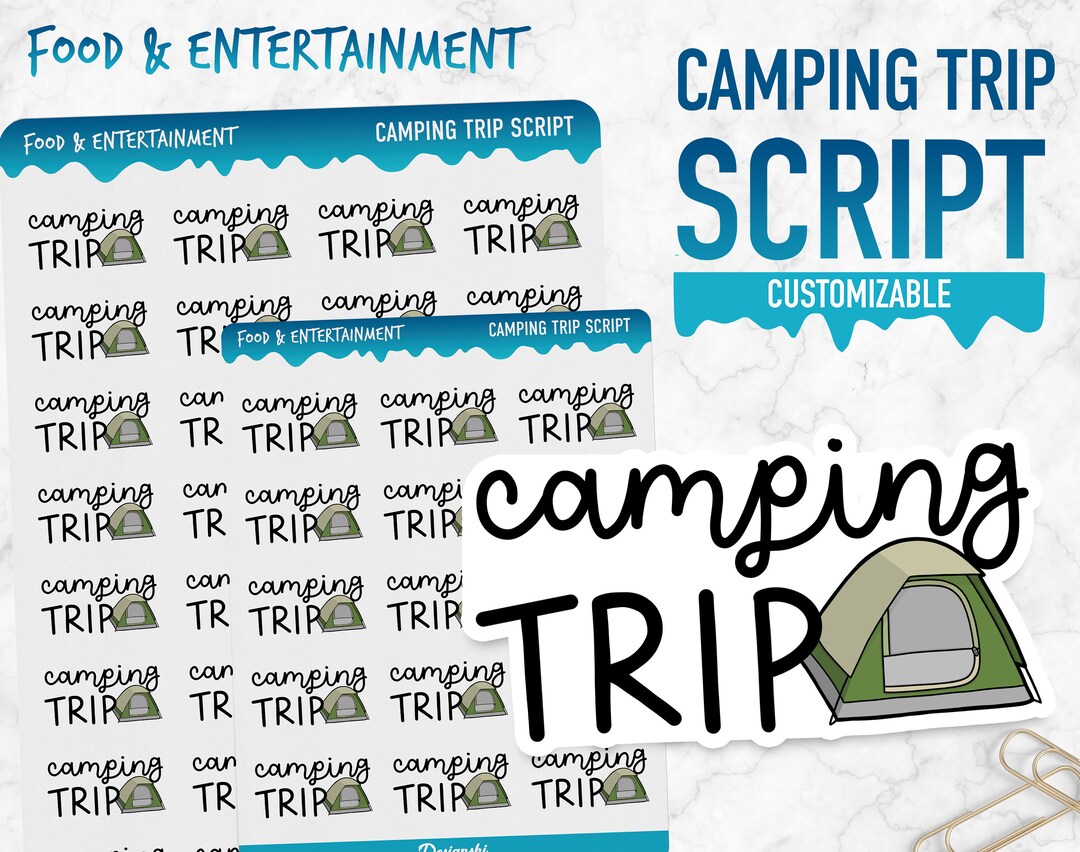 Food & Entertainment Camping Trip Script Planner Stickers - Etsy