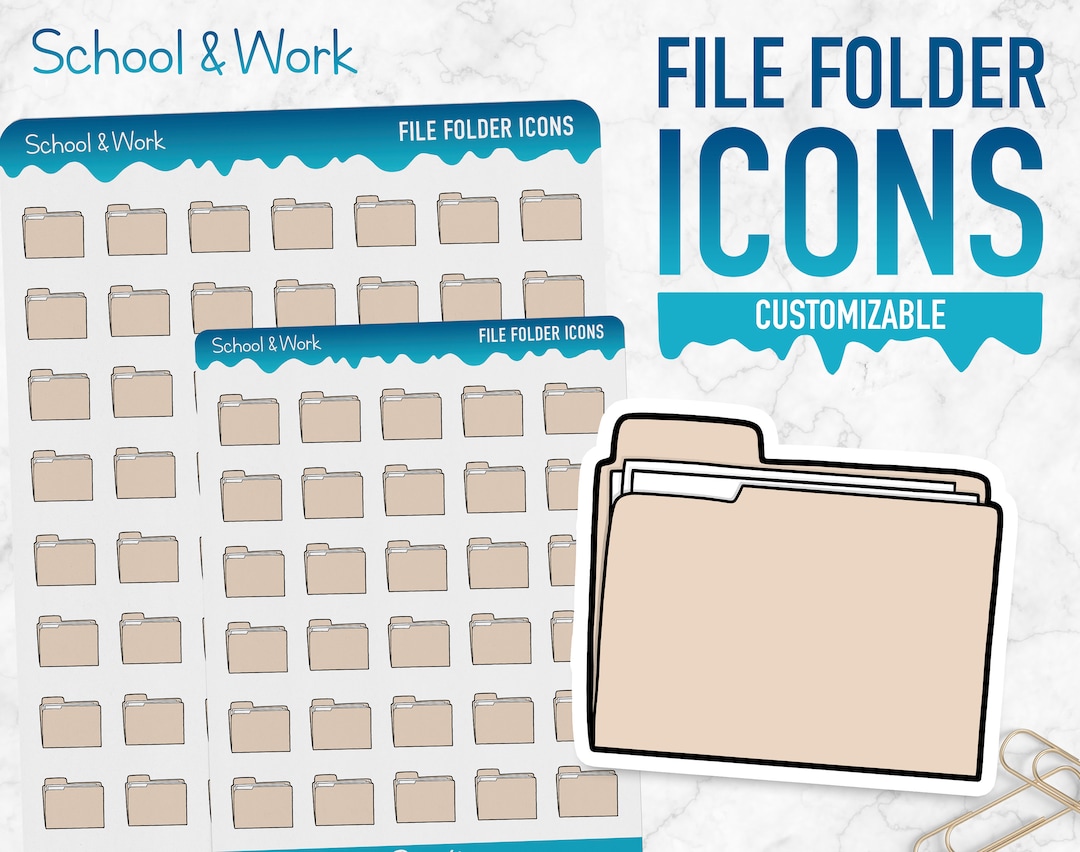 School & Work File Folder Icons Planner Stickers - Etsy UK