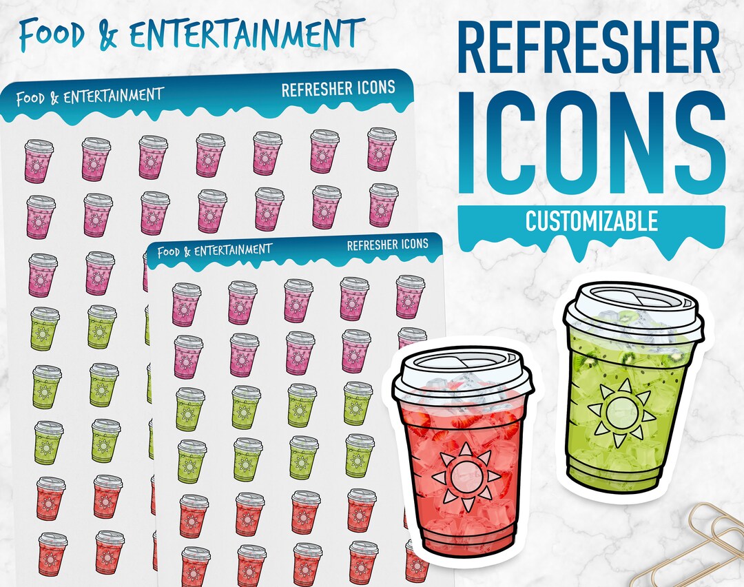 Food & Entertainment | Refresher Icons | Planner Stickers - Etsy